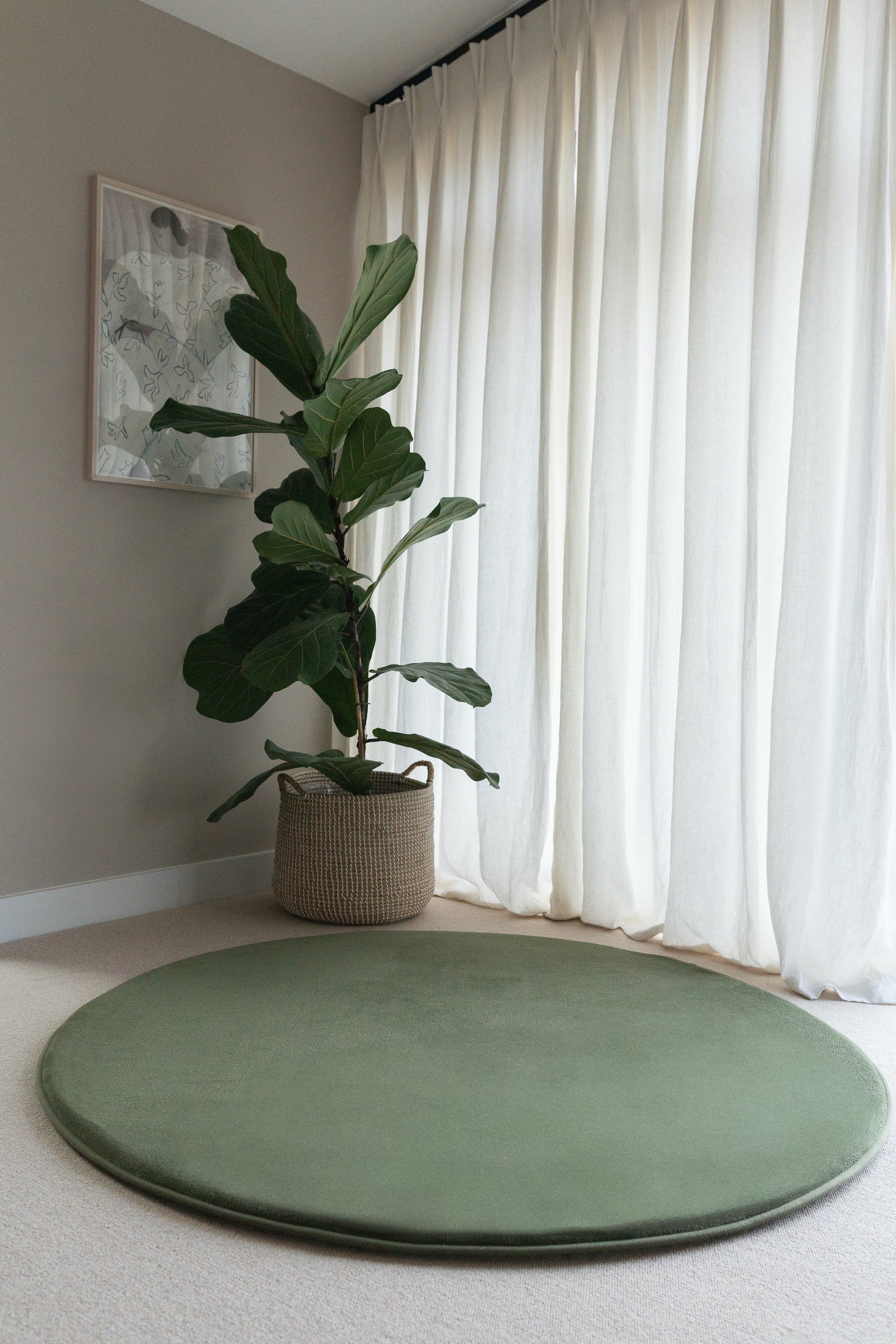 Olive Green Round Baby Play Mat | Snug Rug by Momomi Japan